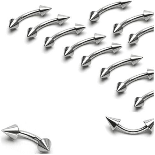 316L Surgical Steel Curved Barbells with cones - Silver - Karma Jewellery and Body Piercing